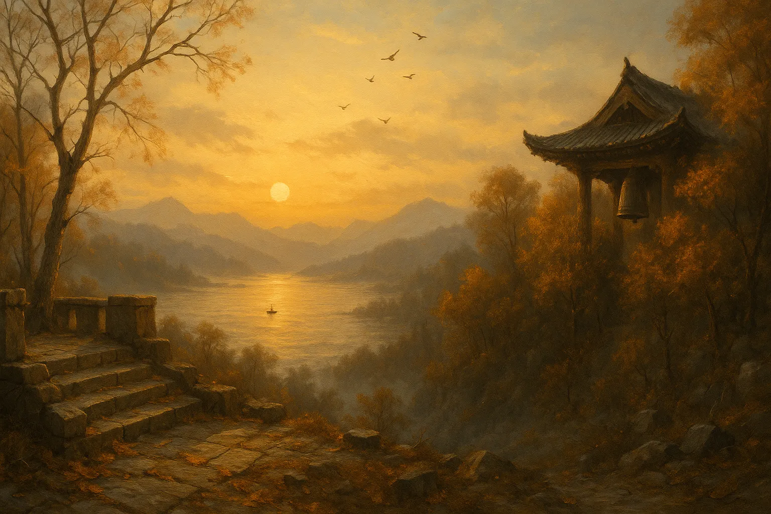 Climbing in Autumn for a View from the Temple on the Terrace of General ...