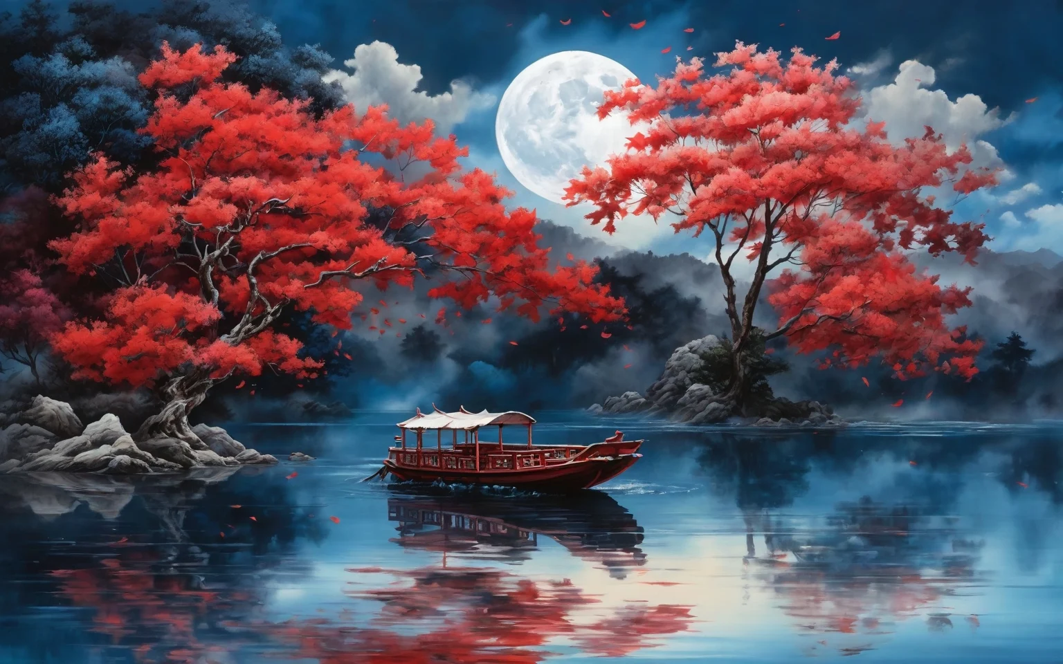 Promenade en bateau sur le lac Dongting avec Li Bai et Fei Di II de Jia ...