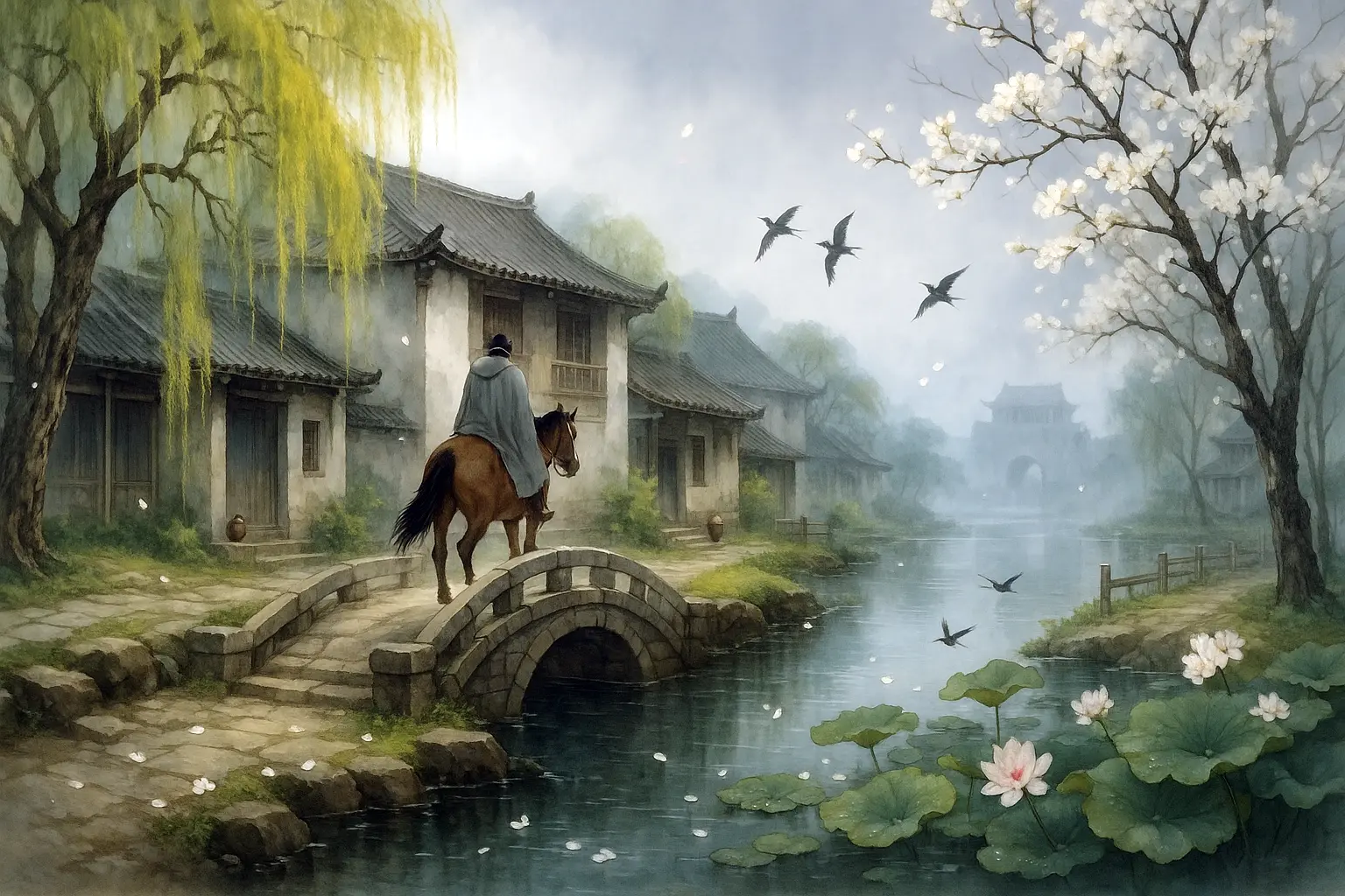Pale Yellow Willow: Lodging West of Red-Rail Bridge, Hefei by Jiang Kui ...